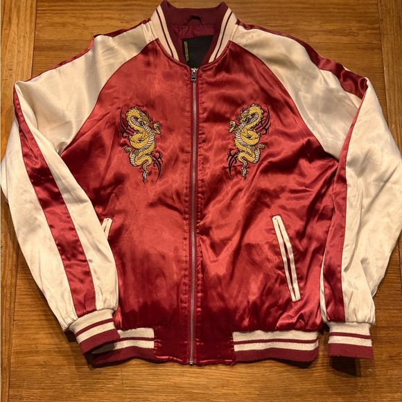 Robert Phillipe | Jackets & Coats | Red And White Dragon Embroidered ...